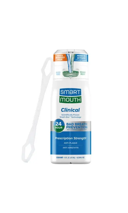 SMARTMOUTH Clinical Zinc Activated Mouthwash With Tongue Cleaner 16 Fl Oz - Clean Mint