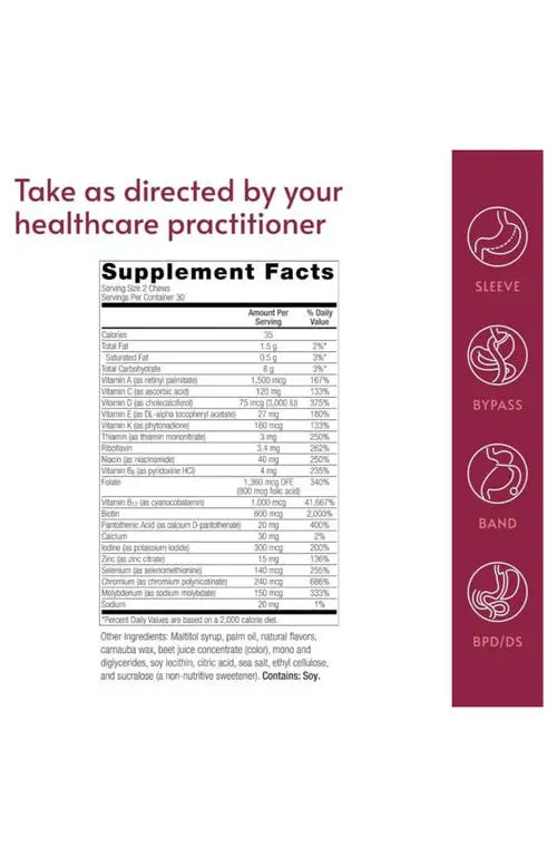 BARIATRIC ADVANTAGE Multi Chewy Bite Soft Chew Multivitamin Supplement 60 Count