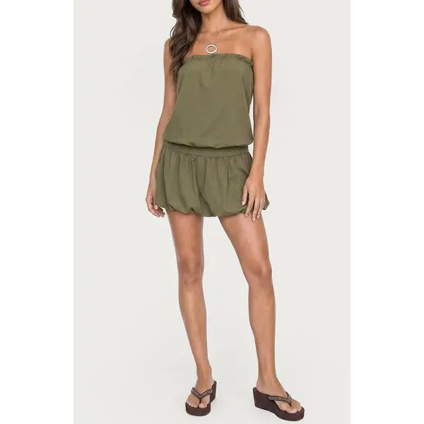 EDIKTED Layton Studded Strapless Bubble Minidress - Olive