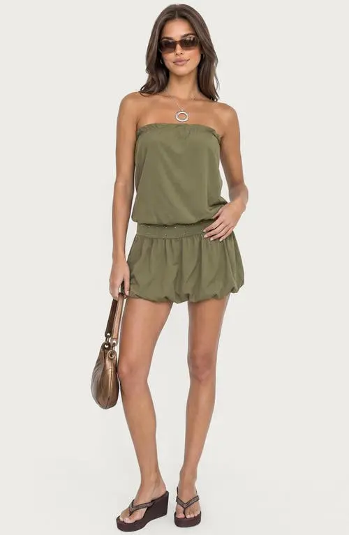EDIKTED Strapless Studded Bubble Hem Mini Dress