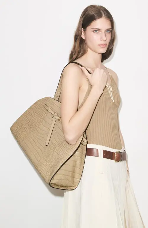 Tory Burch Romy Croc Embossed Leather Bauletto