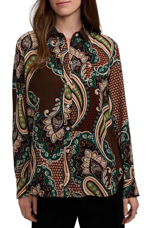Foxcroft Meghan Paisley Print Button-up Shirt