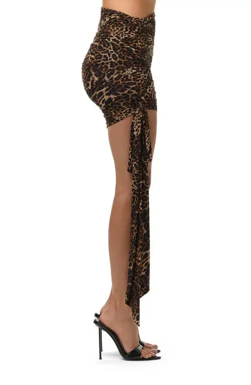 Naked Wardrobe Leopard Print Asymmetrical Tie Mini Skirt
