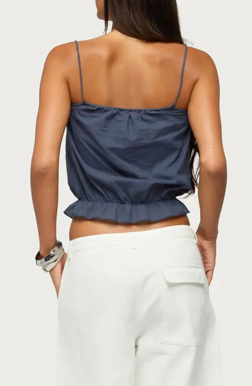 EDIKTED Keyhole Tie Front Cropped Top