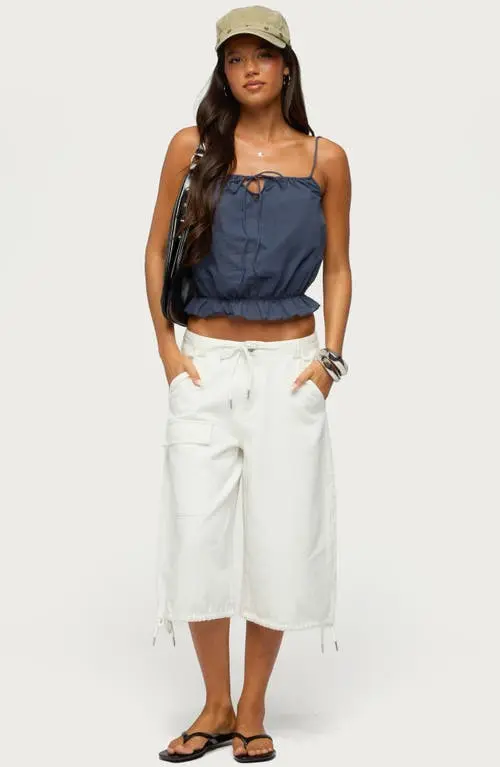 EDIKTED Keyhole Tie Front Cropped Top