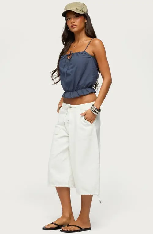 EDIKTED Keyhole Tie Front Cropped Top