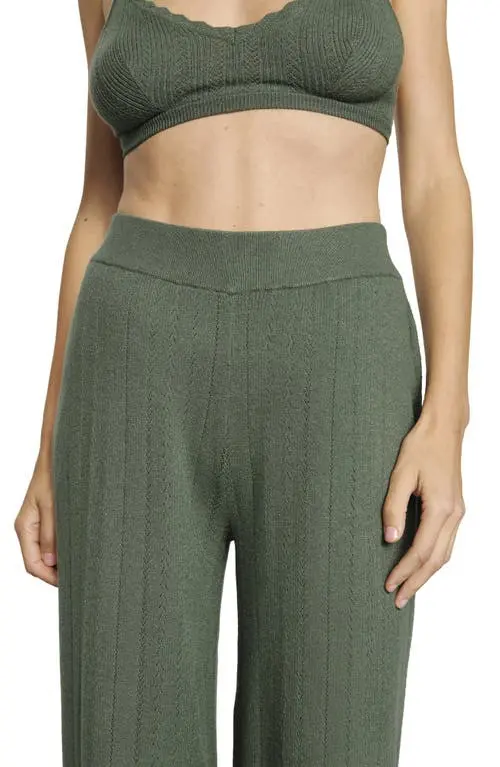 Eberjey Pointelle Straight Leg Pants - Desert Sage