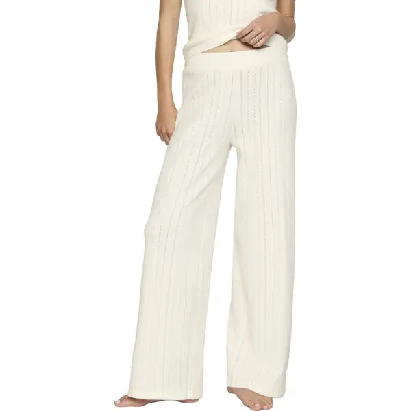 Eberjey Pointelle Straight Leg Pants - Ivory