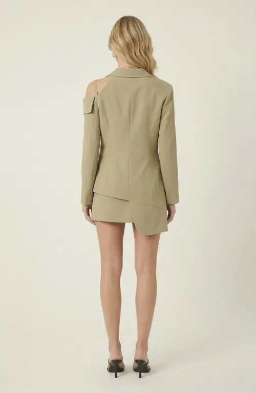 MODENAIRE Asymmetric One Shoulder Tailored Blazer Jacket