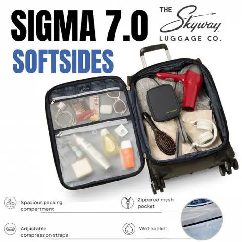 SKYWAY Sigma 7.0 Softside Expandable 28" Large Checked Spinner Luggage - Black