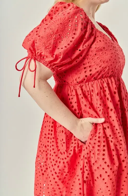 English Factory Cotton Eyelet Sweetheart Neck Mini Dress