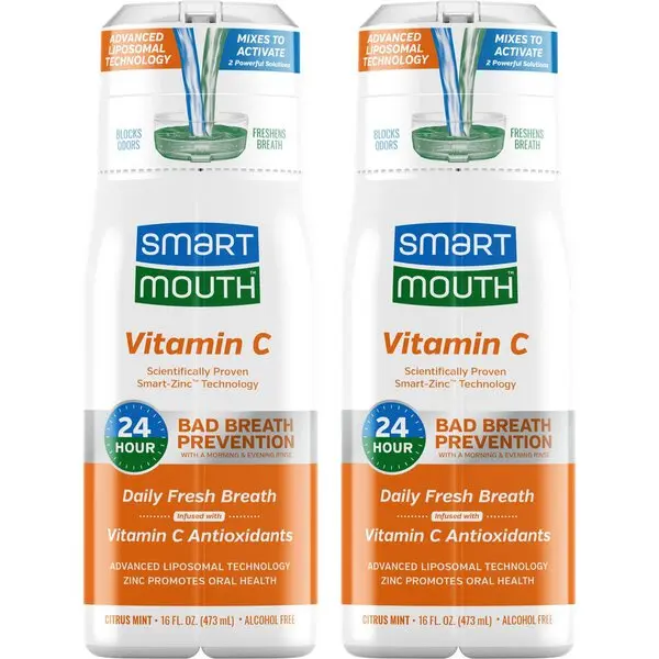 SMARTMOUTH Advanced Liposomal Vitamin C Zinc-activated Mouthwash 16 Fl Oz Each - Citrus Mint