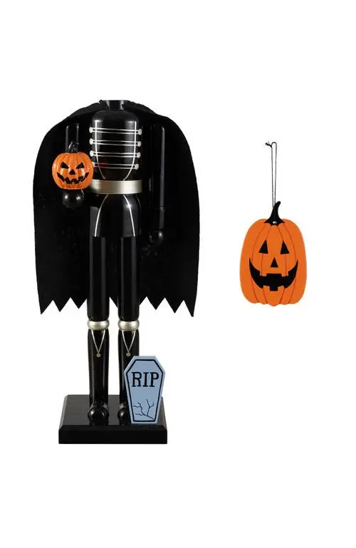 GLITZHOM Halloween Wood Skeleton With Ornament Nutcrackers - Black