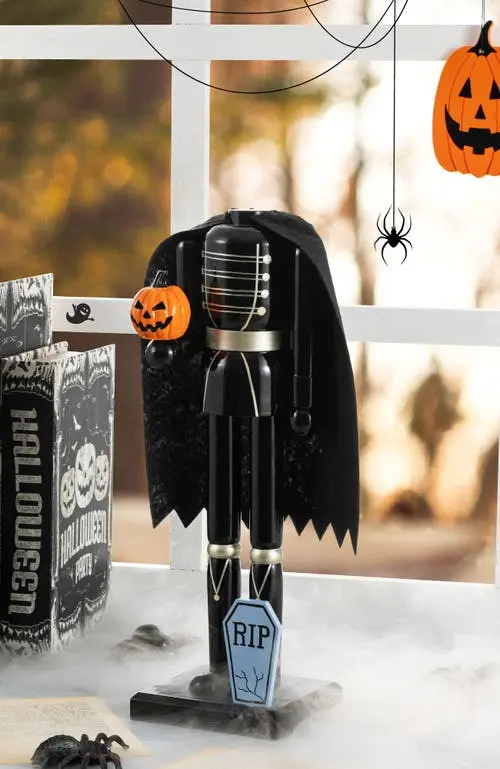 GLITZHOM Halloween Wood Skeleton With Ornament Nutcrackers - Black