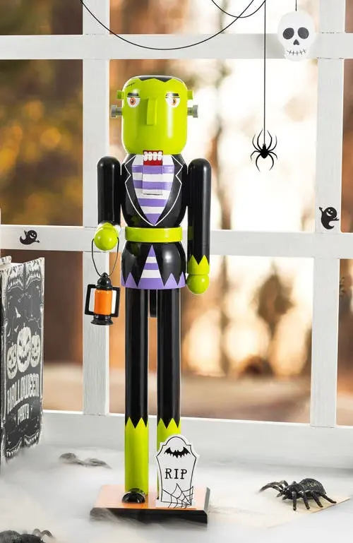 GLITZHOM Halloween Wood Skeleton With Ornament Nutcrackers - Green