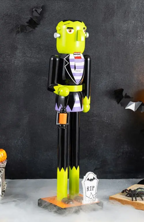 GLITZHOM Halloween Wood Skeleton With Ornament Nutcrackers - Green