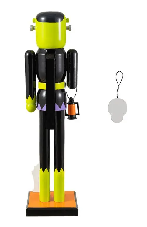 GLITZHOM Halloween Wood Skeleton With Ornament Nutcrackers - Green