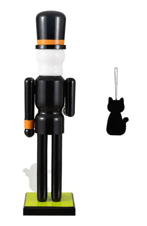 GLITZHOM Halloween Wood Skeleton With Ornament Nutcrackers - White