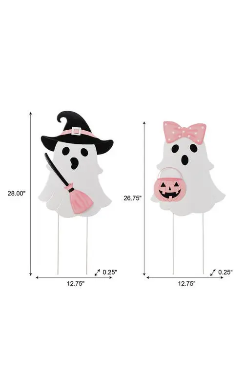 GLITZHOM Halloween Metal Ghosts Set Yard Stakes