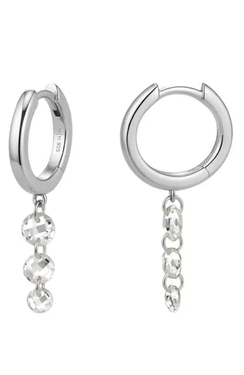 MADE BY MARY Dew Drop Floating Hoop Earrings - Silver