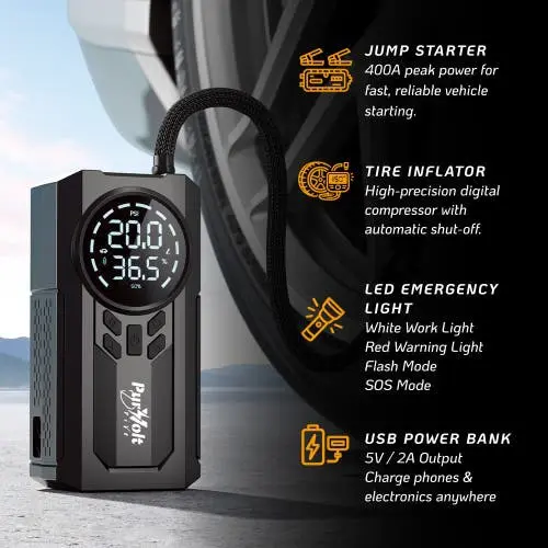 PURSONIC 2-in-1 Car Jump Starter & Tire Inflator