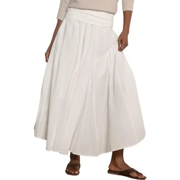 APRICOT Waistband Cotton Midaxi Skirt - Cream