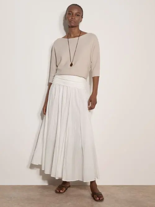 APRICOT Cotton Midaxi A-line Skirt With Elasticated Waist