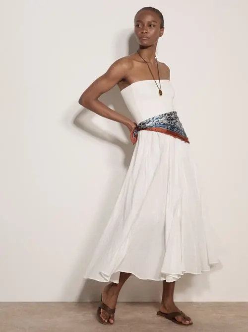 APRICOT Cotton Midaxi A-line Skirt With Elasticated Waist