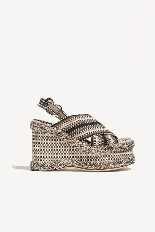 AMAMBAIH Pia Handwoven Platform Al With Adjustable Ankle Strap - Sand