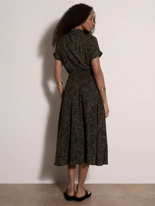 APRICOT Mono Dense Spot Shirt Midi Dress