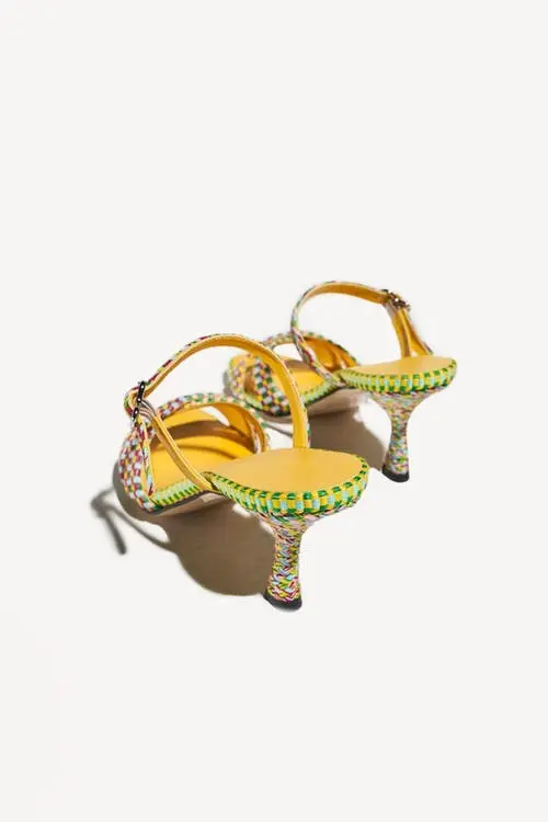 AMAMBAIH Irene Handwoven Sculptural Heel Mule - Caribe