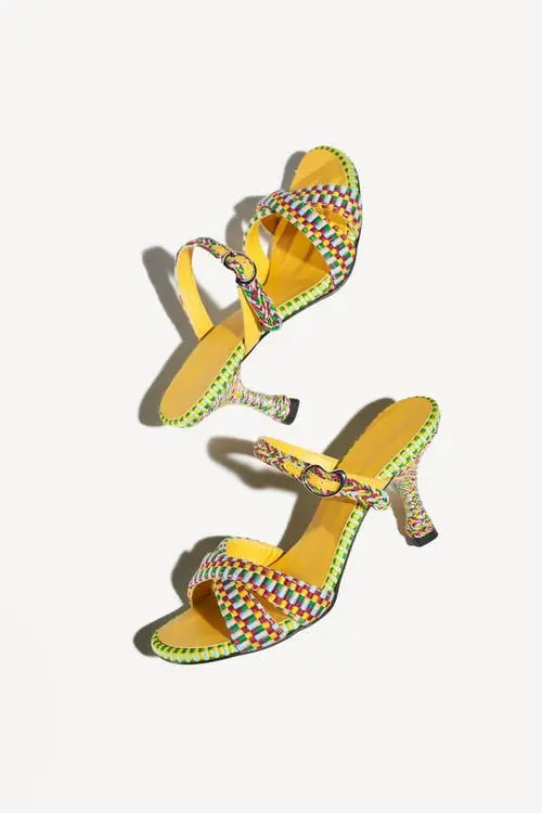 AMAMBAIH Irene Handwoven Sculptural Heel Mule - Caribe