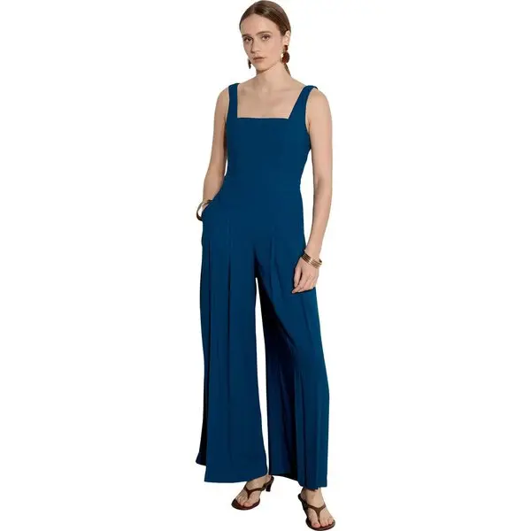 APRICOT Shirred Back Wide Leg Jumpsuit