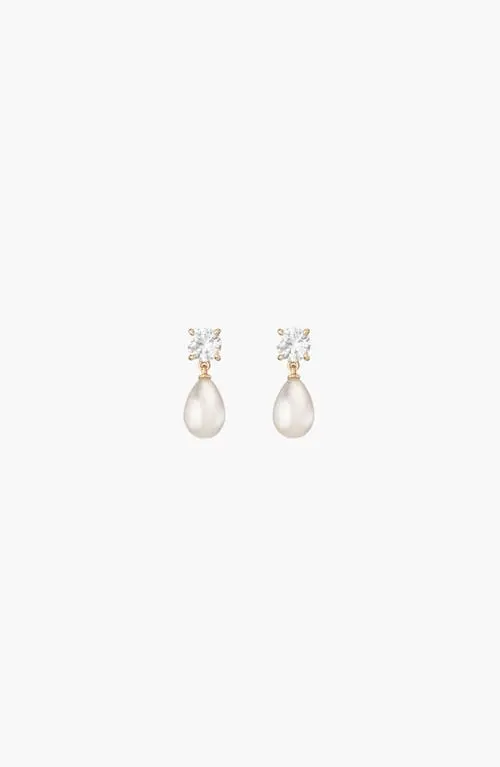 AURATE Lab-grown Sapphire And Pearl Drop Earrings - Yellow