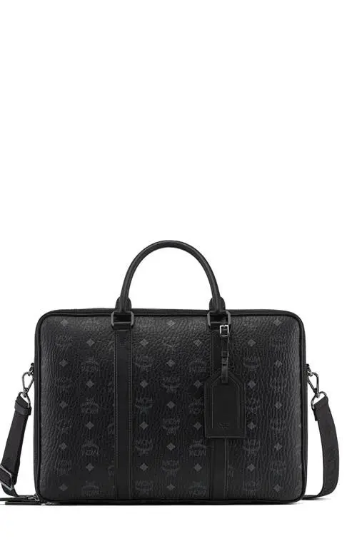 Mcm Klassik Briefcase In Visetos Monogram Canvas