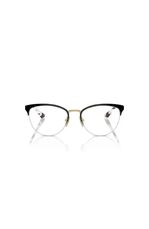 VOGUE EYEWEAR Oval Metal Semi-rim Eyeglasses - Black