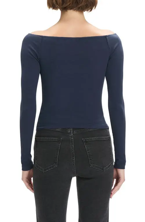 FAVORITE DAUGHTER The Sydney Off The Shoulder Long Sleeve Top - Navy