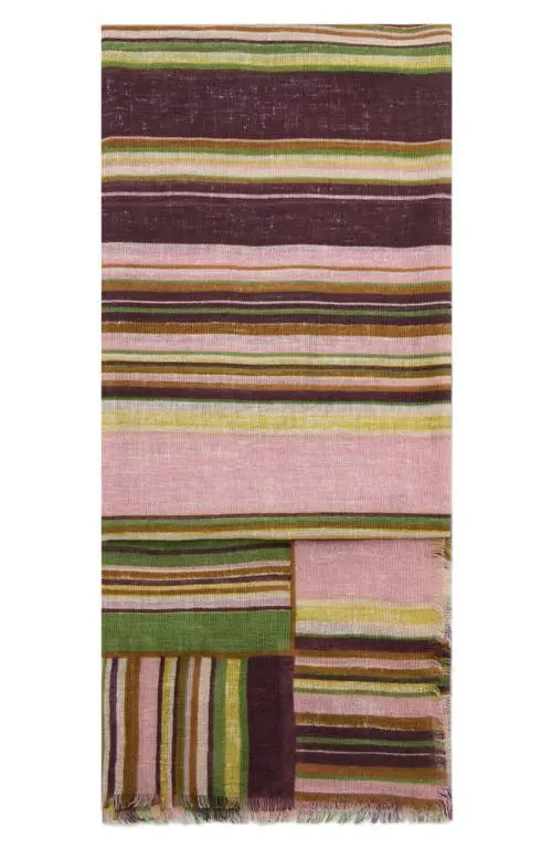 Mango Striped Linen Blend Scarf - Pink