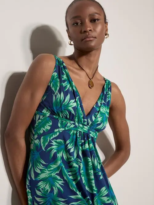 APRICOT Vintage Tropical Leaf Maxi Dress