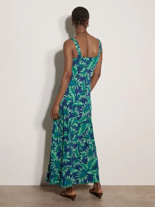 APRICOT Vintage Tropical Leaf Maxi Dress