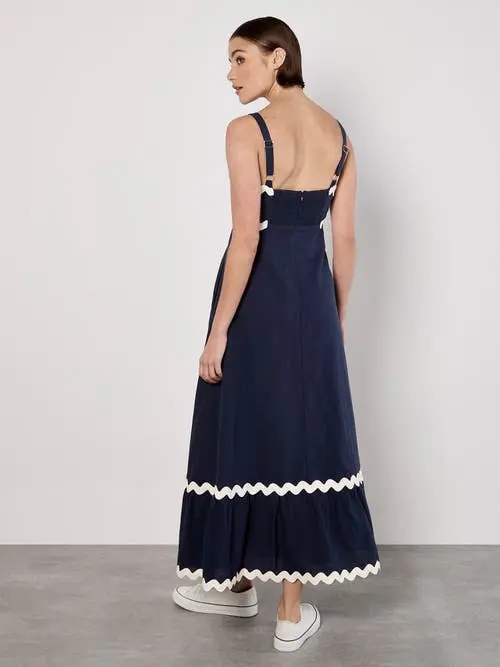 APRICOT Rick Rack Trim Trapeze Midaxi Dress