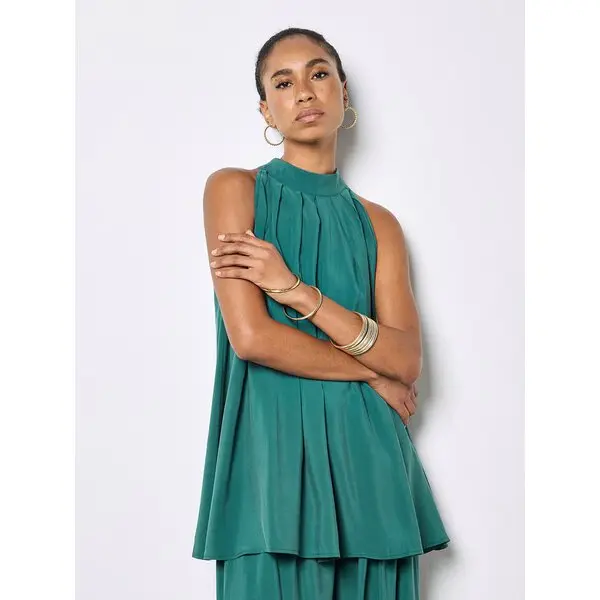 APRICOT Pleat Detail Tunic Top - Teal