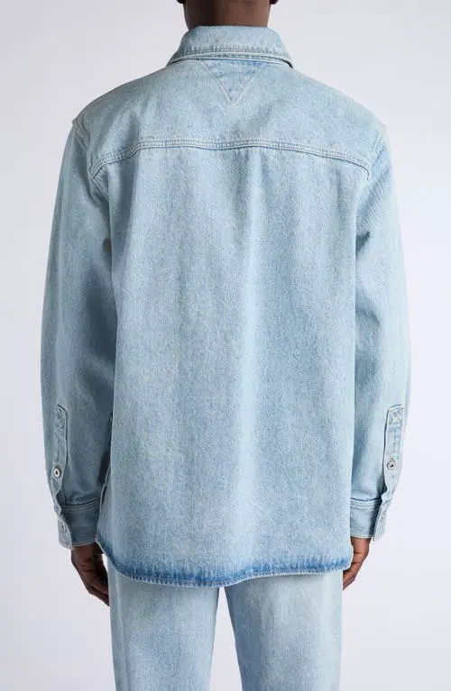Bottega Veneta Oversize Sky Bleached Cotton & Silk Denim Button-up Overshirt