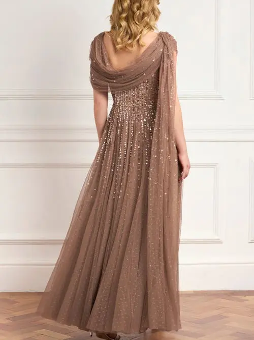 NEEDLE & THREAD Moonlight Sequin Draped Gown