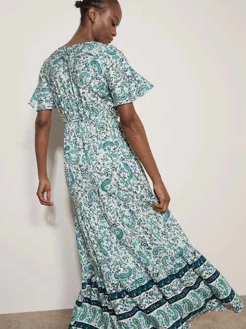 APRICOT Paisley Border Angel Sleeve Dress