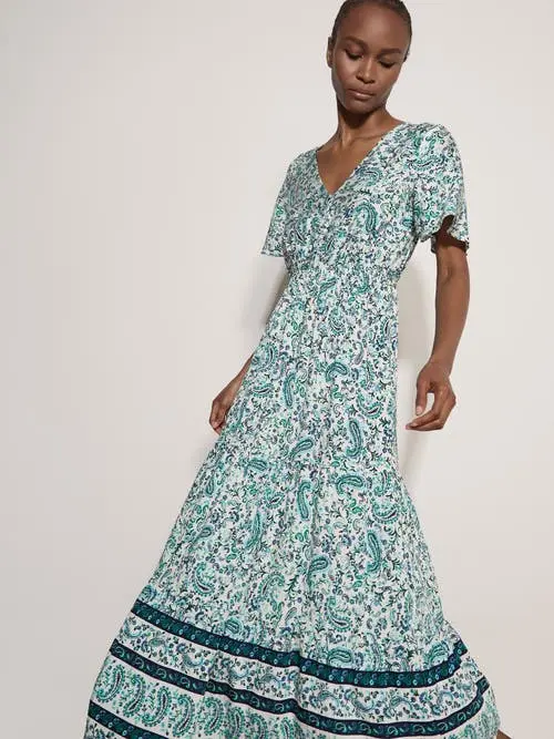 APRICOT Paisley Border Angel Sleeve Dress