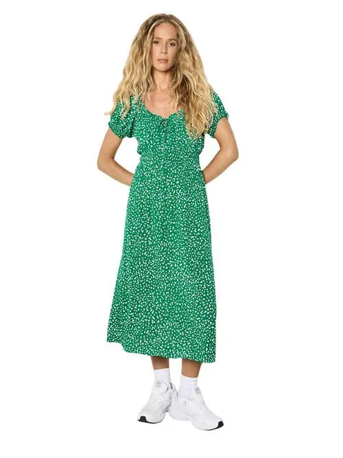 APRICOT Milkmaid Midi Spot Printed Dress