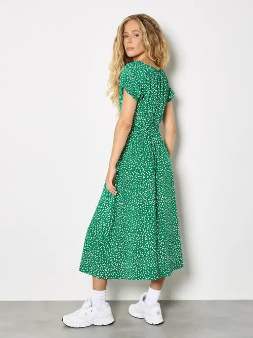 APRICOT Milkmaid Midi Spot Printed Dress