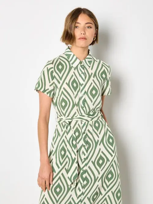 APRICOT Short Sleeve Midi Shirt Dress
