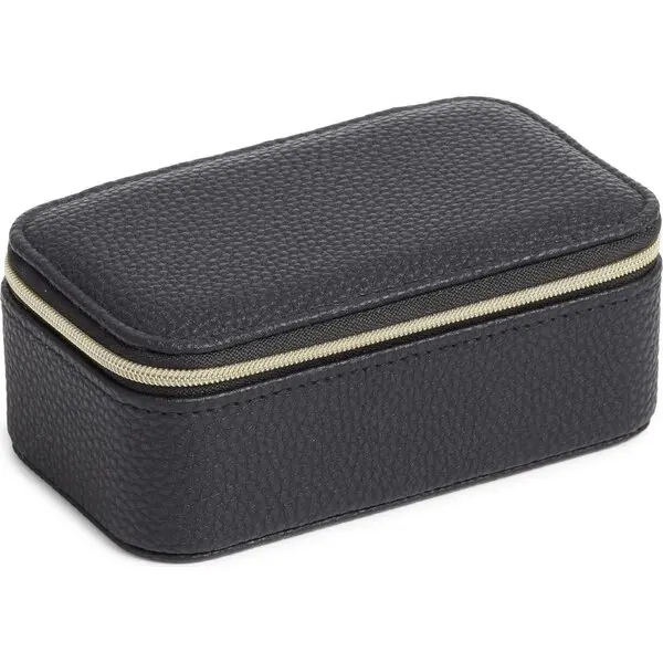 Nordstrom Rectangle Zip Jewelry Box - Black Pebble